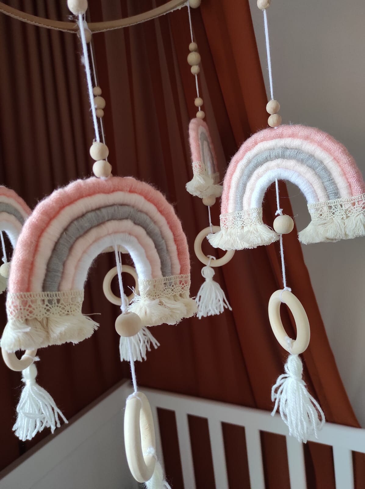 Boho Crib Mobile Rainbow Crib Mobile Baby Crib Mobile Girl - Etsy