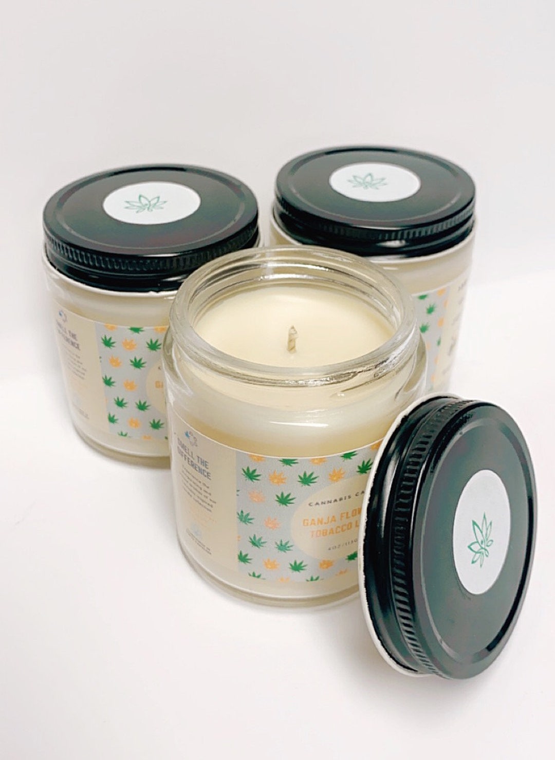 Ganja Flower & Tobacco Leaf | Cannabis Candle | All Natural - Etsy