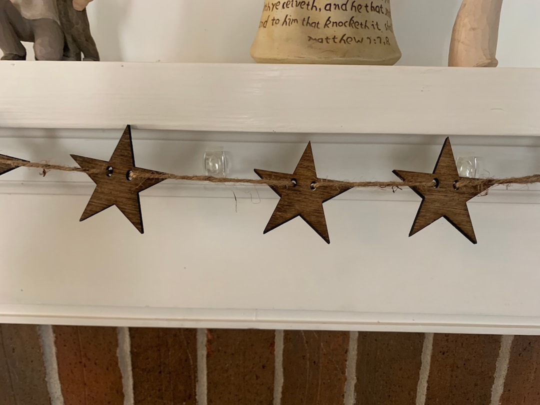 Star Cutout Garland, Fireplace Mantle Garland , Country Star Decor ...