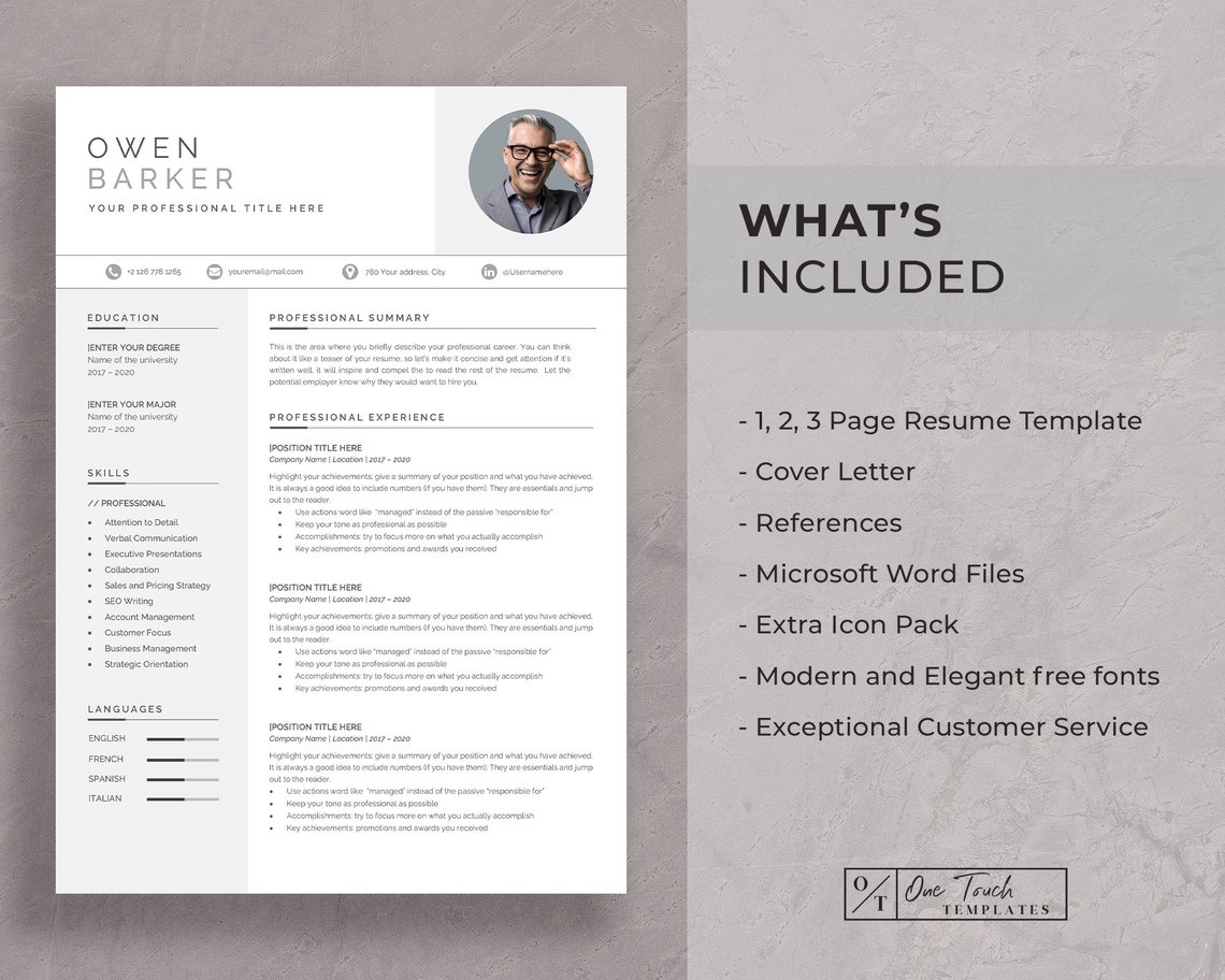 Resume Template Resume Template Word Resume With Photo - Etsy