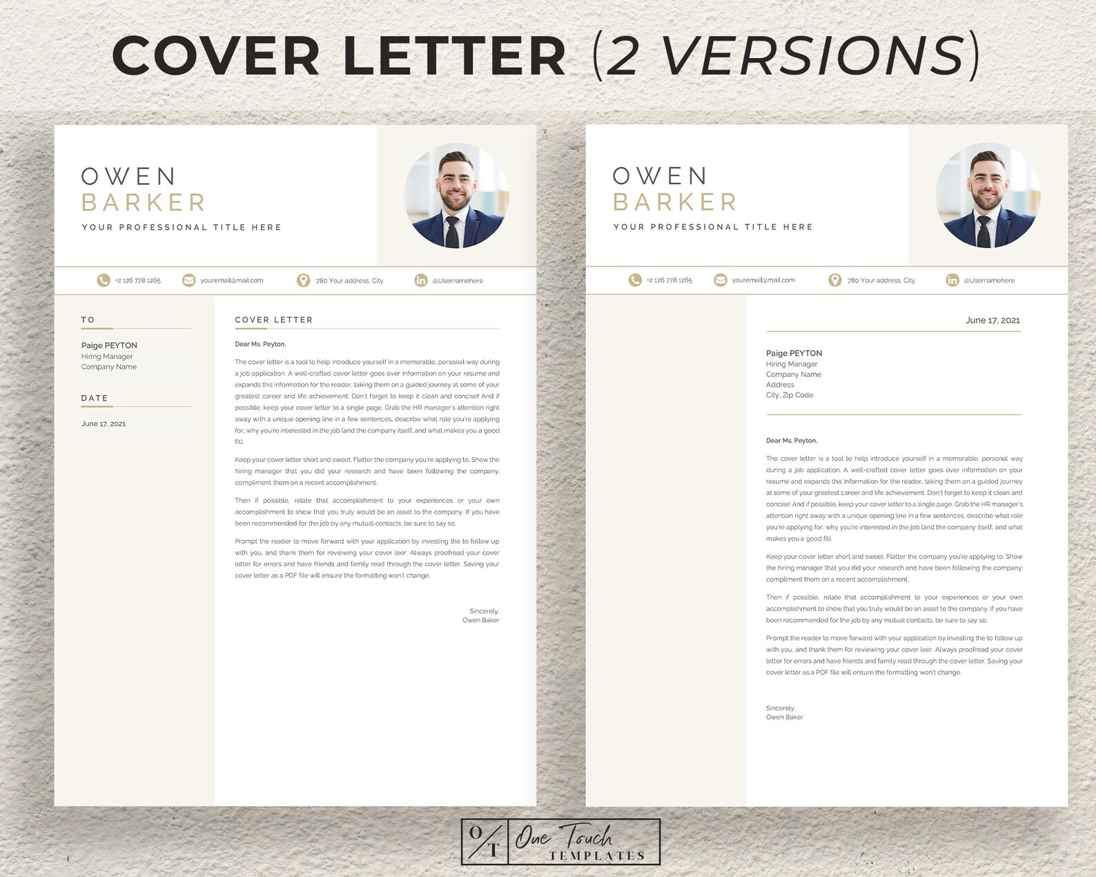 Resume Template With Photo, CV Template With Photo, Resume CV Template ...