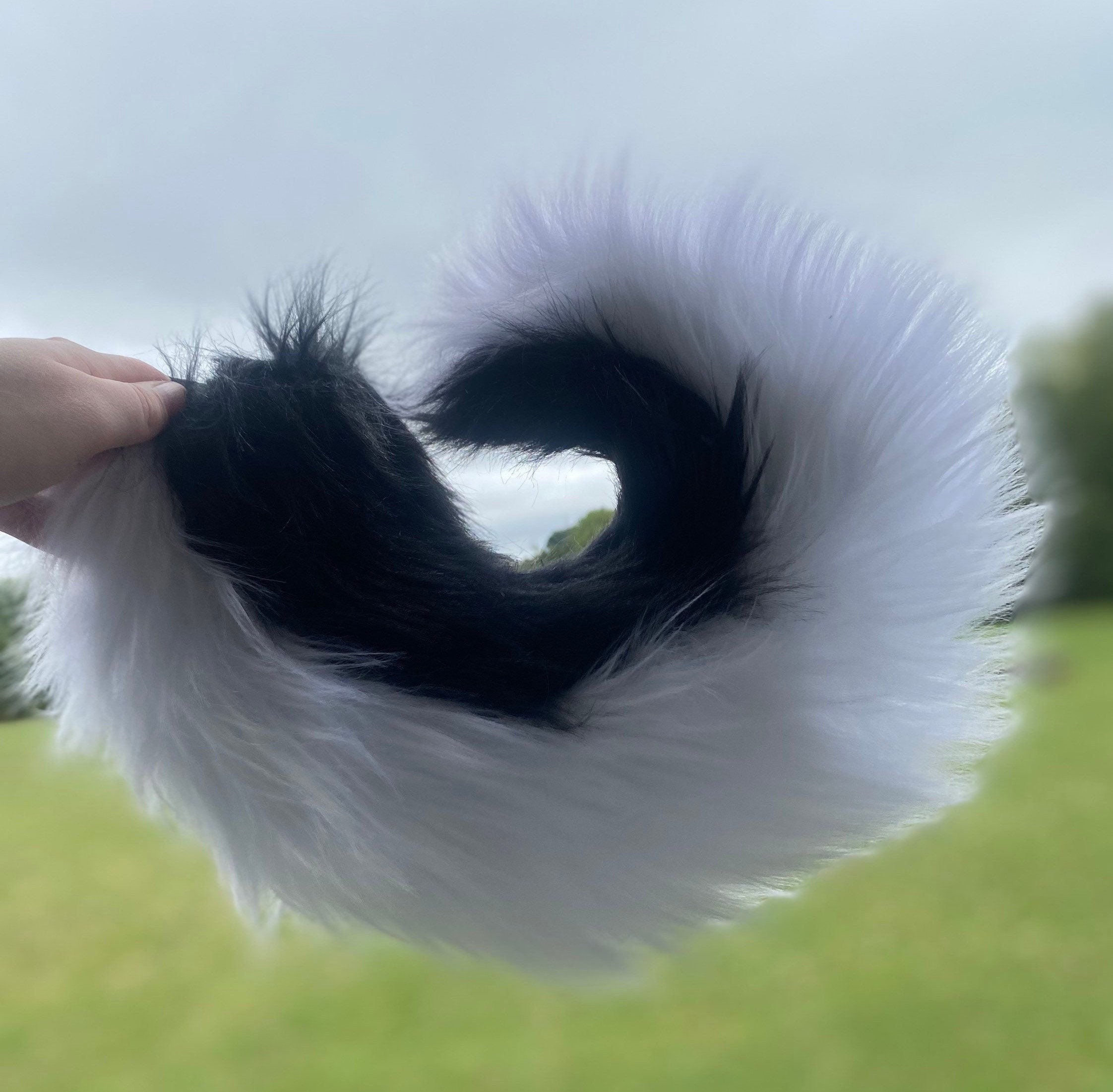 Small Black and White Small Husky Fursuit Cosplay Tail - Etsy