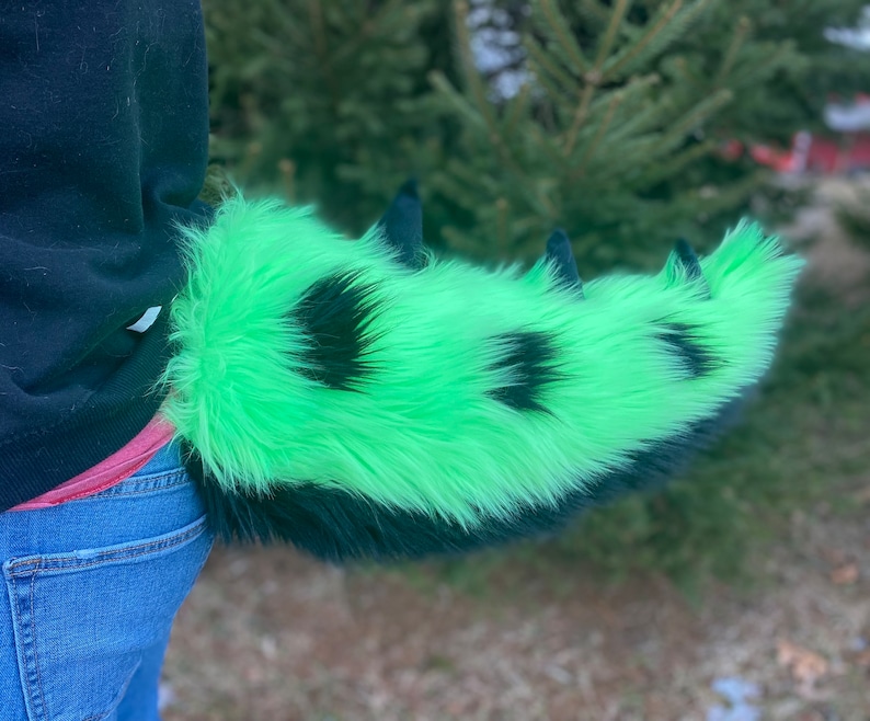 Neon Green and Black Dinosaur Fursuit Cosplay Tail - Etsy