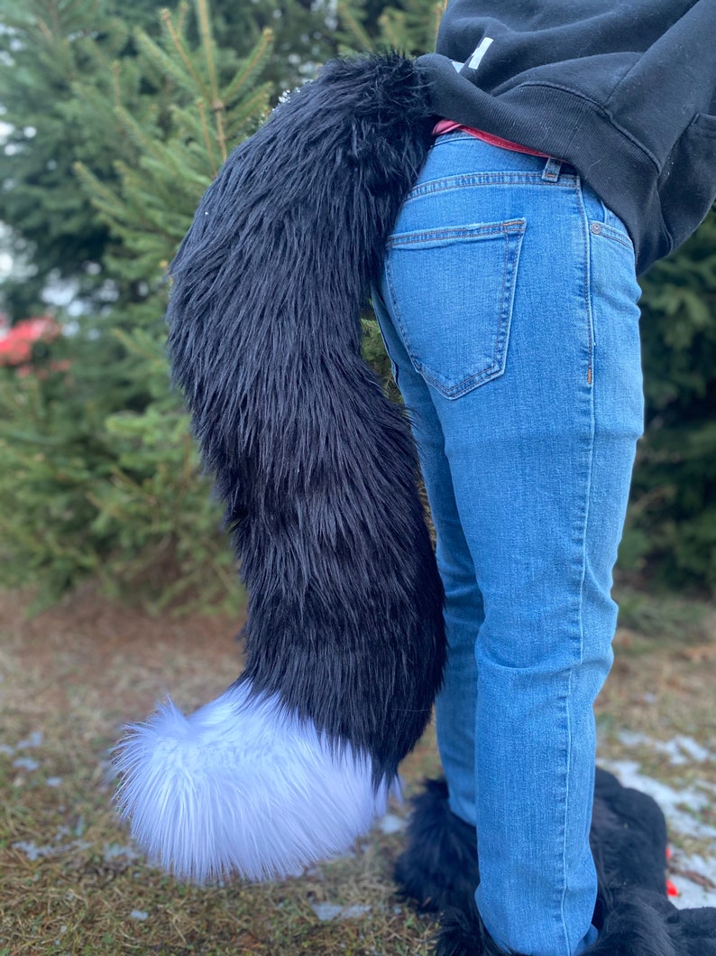 Black and White Fox Fursuit Furry Cosplay Tail - Etsy