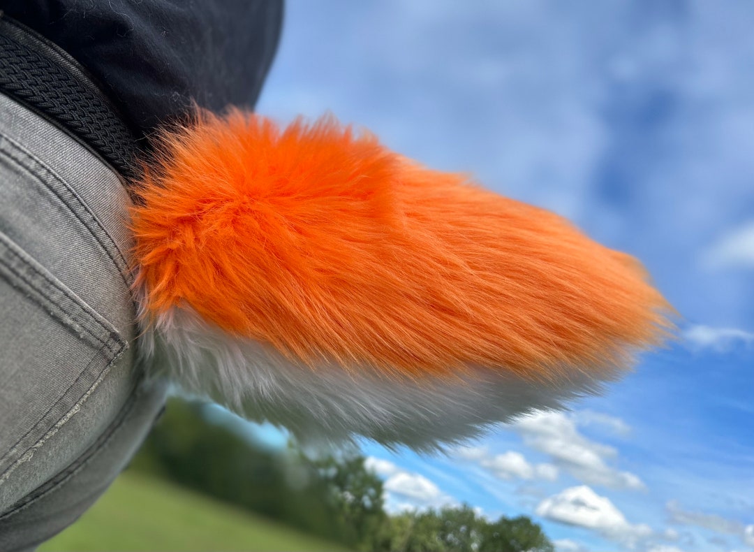 Orange and White Furry Fursuit Nub Tail - Etsy