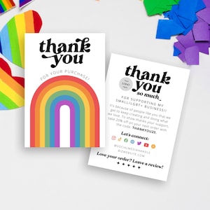 Rainbow Pride Thank You Card Canva, Lgbt Small Business Thank You Card ...