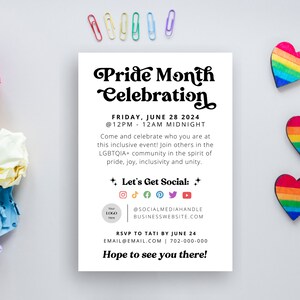 Retro Pride Invitation, Rainbow Pride Month Party Invitation Template ...