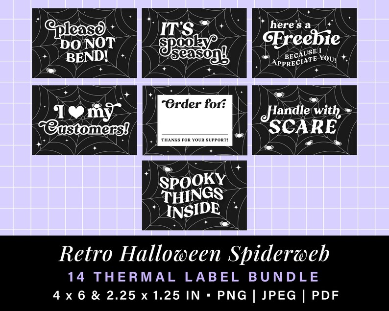 Spider Web Retro Halloween Thermal Label Stickers, Rollo Munbyn Printer ...