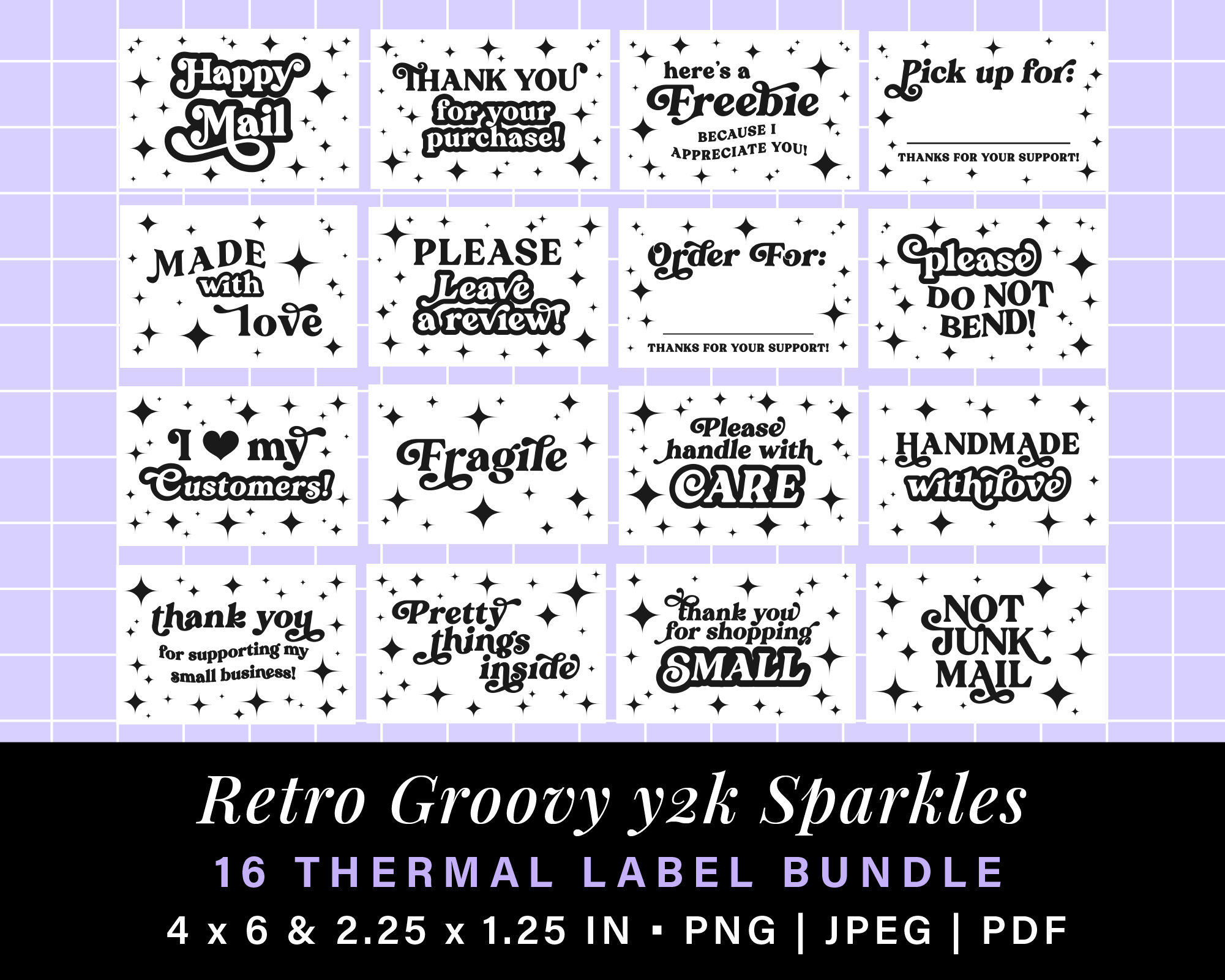 Retro Y2k Sparkles Cute Thermal Labels Bundle, Munbyn Rollo Printer ...