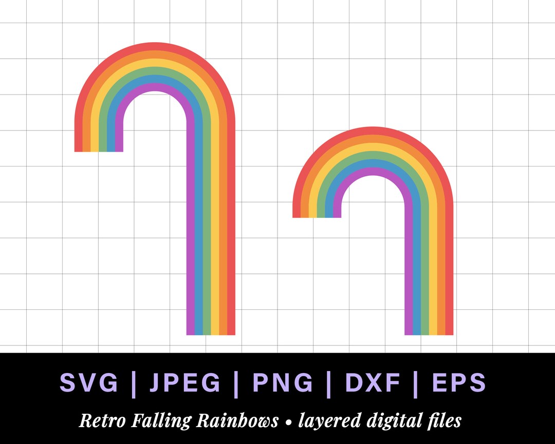 Falling Rainbow Png, Falling Rainbow Svg for Rainbow Cake Topper, Long ...