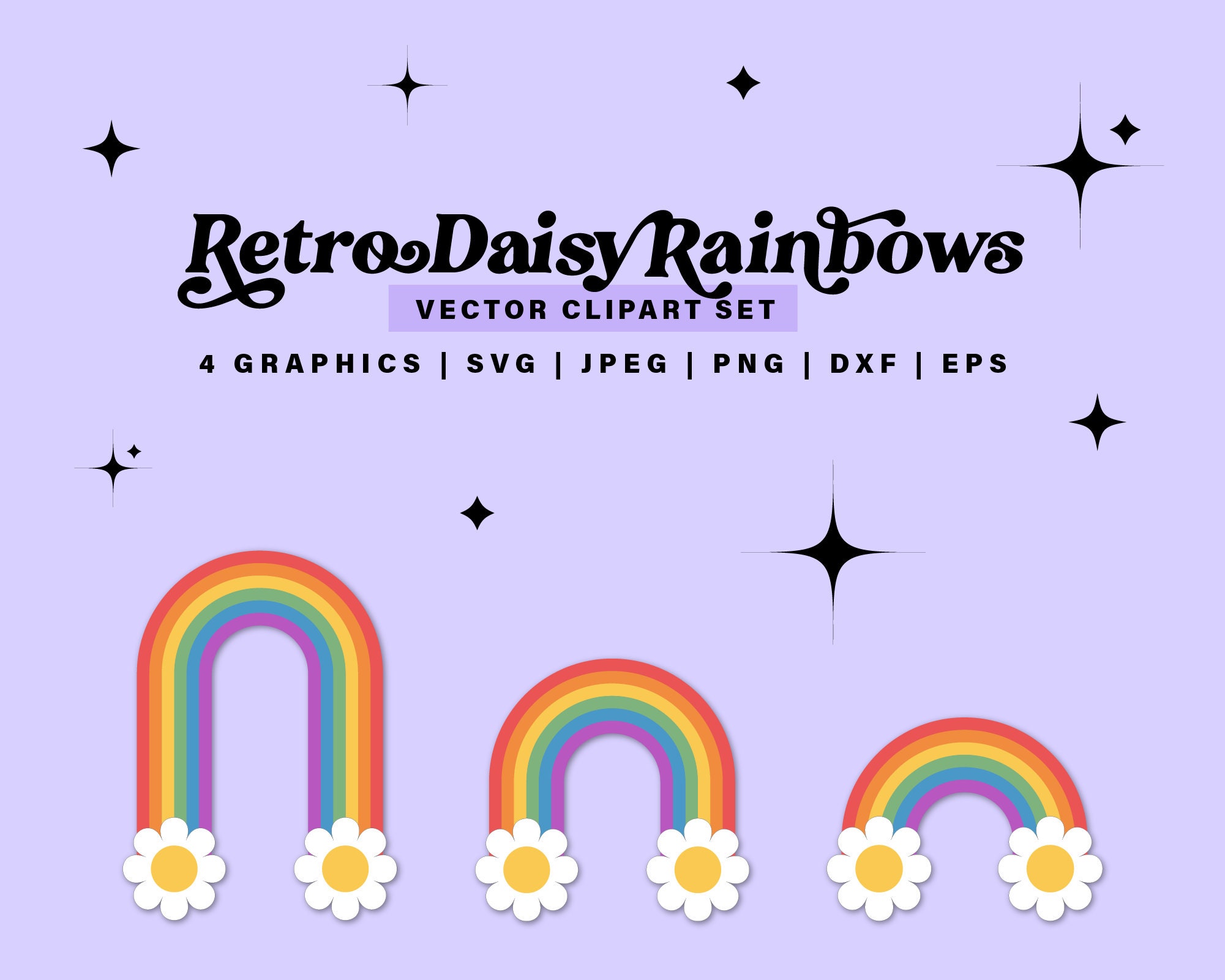 Daisy Rainbow Svg Hippie Rainbow With Daisy Svg Retro - Etsy