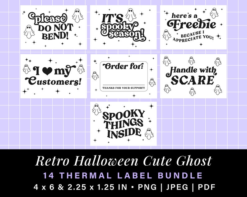 Cute Ghost Retro Halloween Thermal Label Design, Rollo Munbyn Printer ...