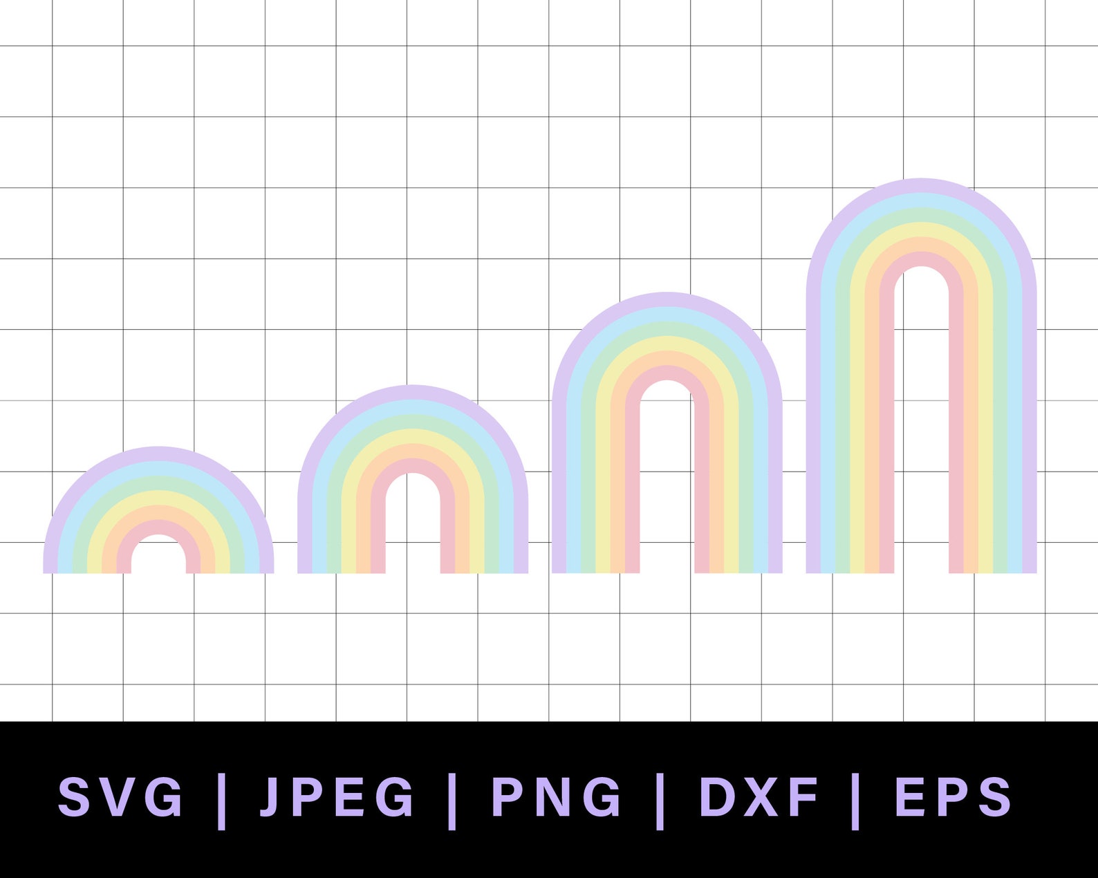Pastel Rainbow Png, Retro Rainbow Svg for Rainbow Cake Topper, Pastel ...