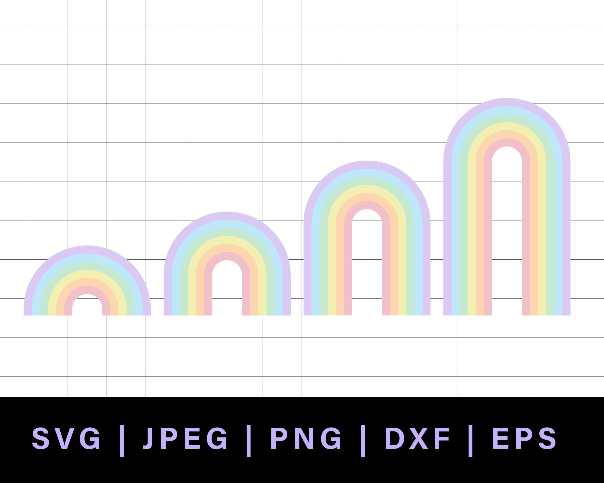 Pastel Rainbow Png, Retro Rainbow Svg for Rainbow Cake Topper, Pastel ...