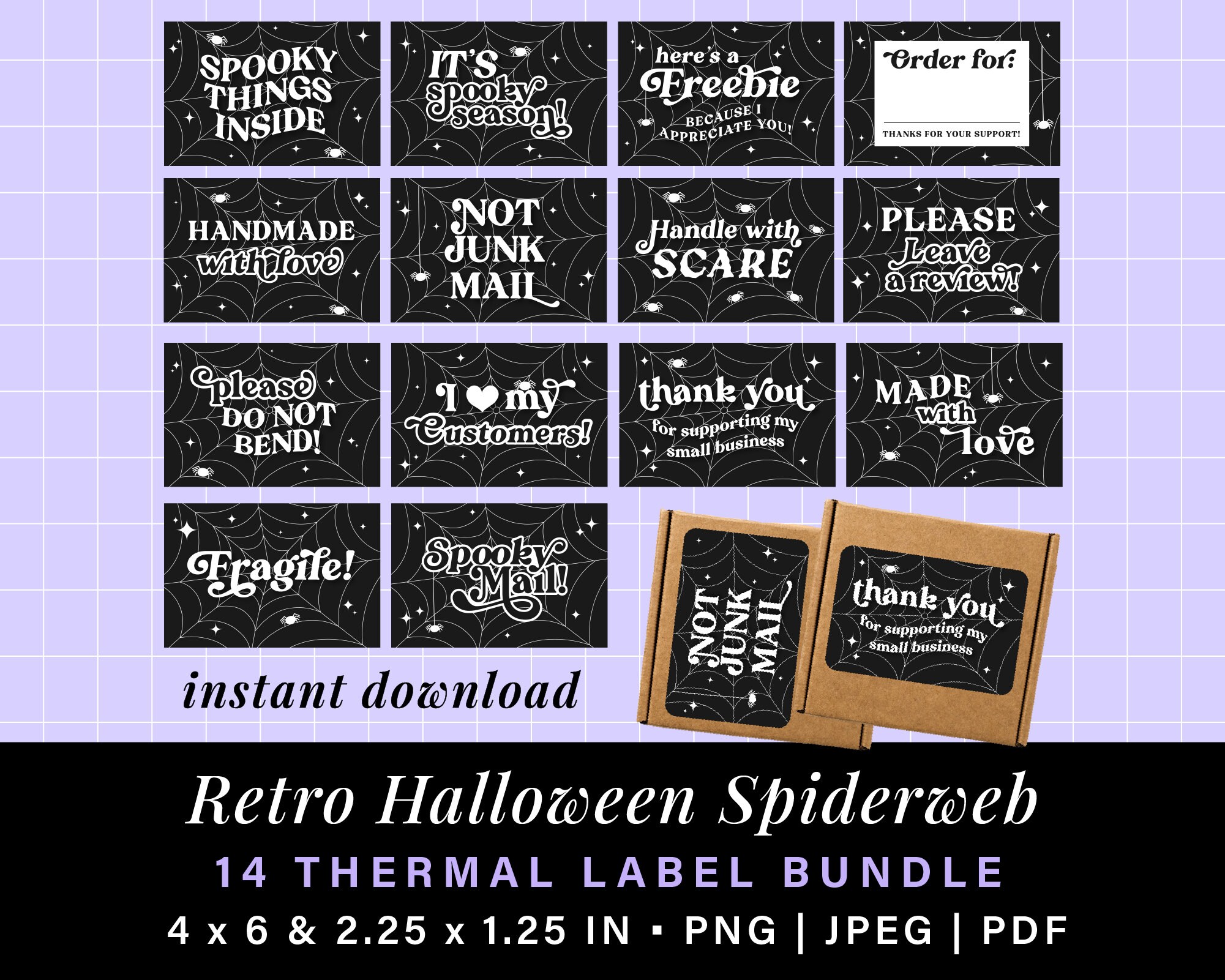 Spider Web Retro Halloween Thermal Label Stickers, Rollo Munbyn Printer ...