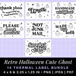 Cute Ghost Retro Halloween Thermal Label Design, Rollo Munbyn Printer ...