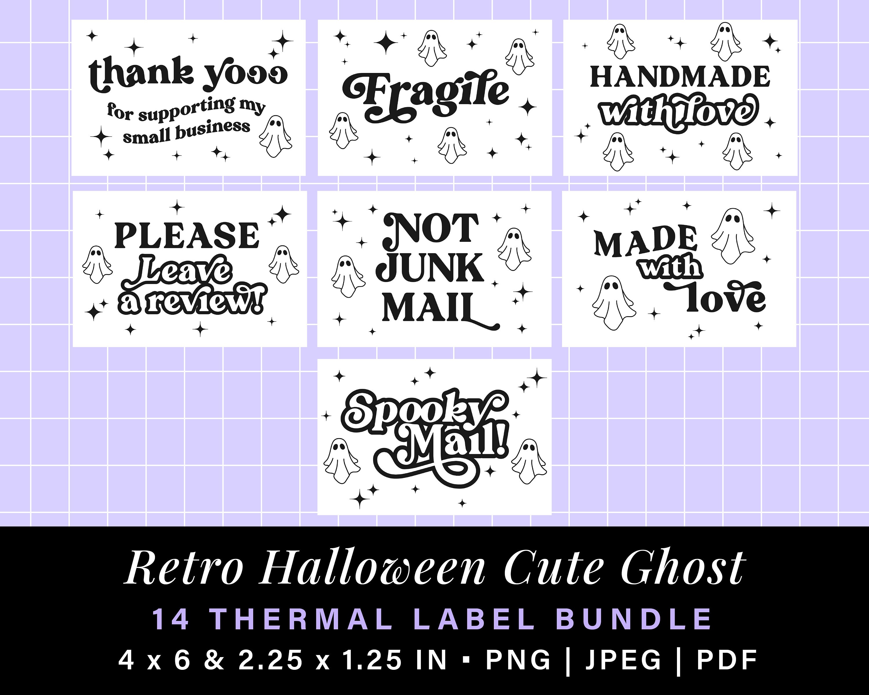 Cute Ghost Retro Halloween Thermal Label Design, Rollo Munbyn Printer ...