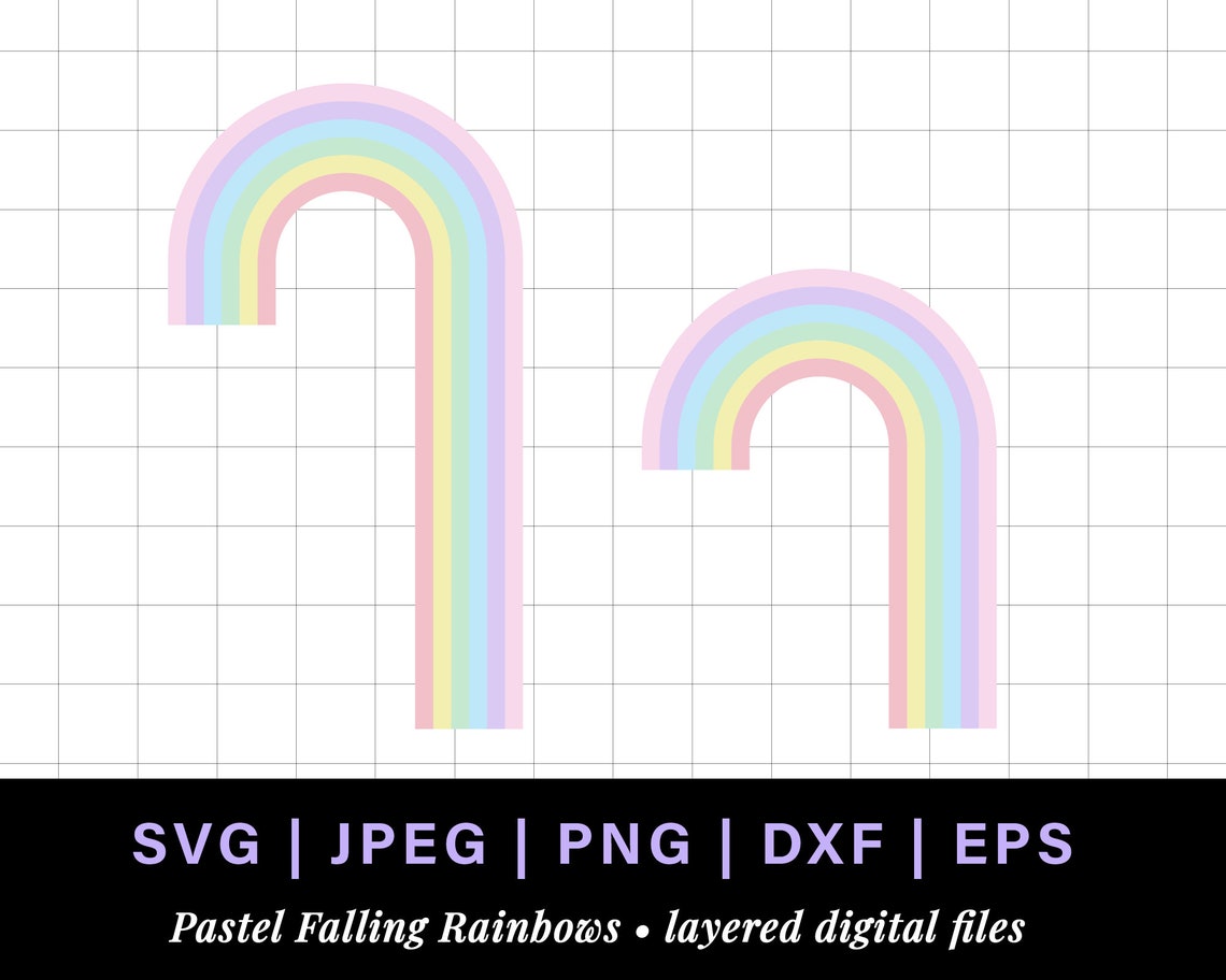Falling Pastel Rainbow Png, Pastel Rainbow Svg for Rainbow Cake Topper ...