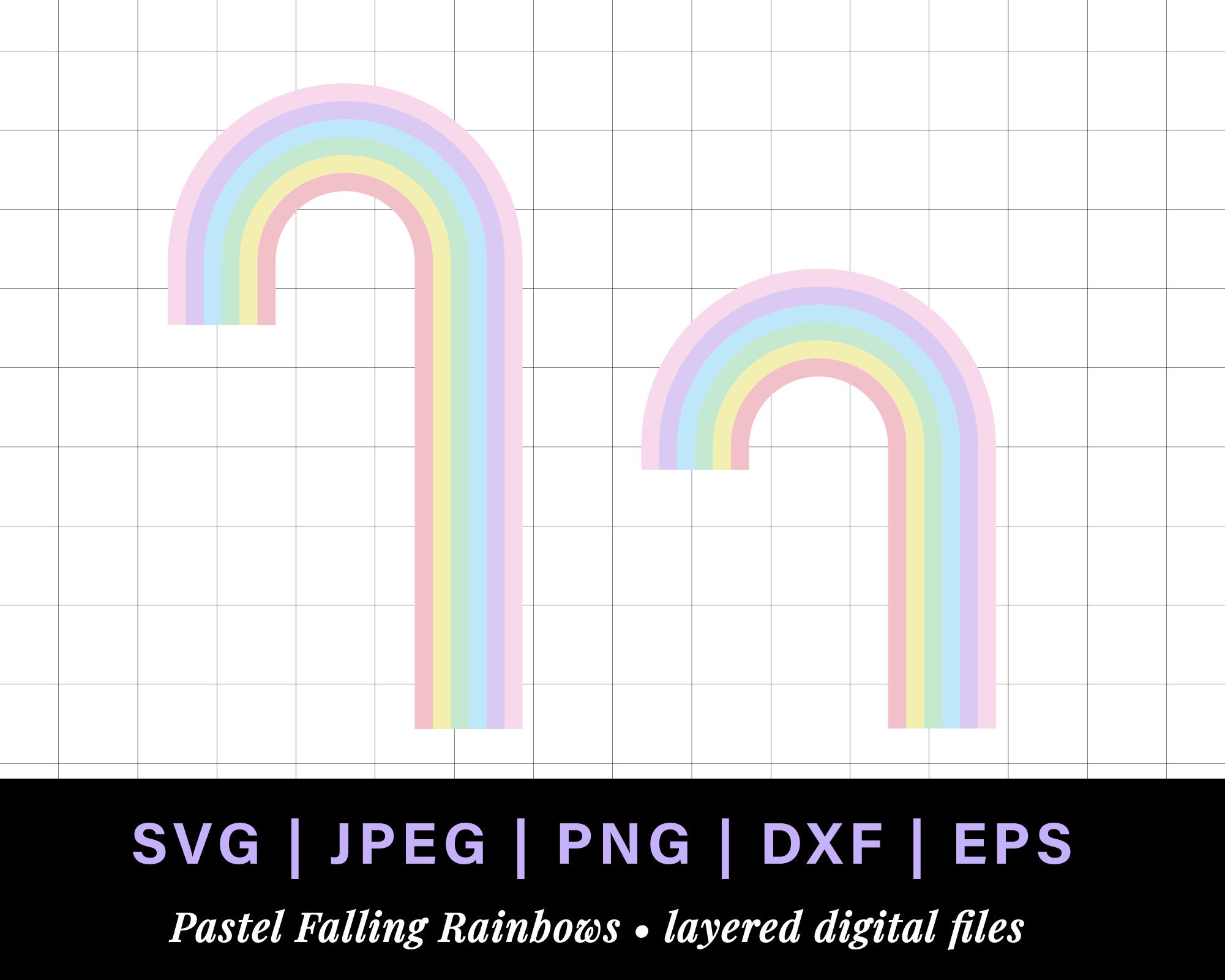 Falling Pastel Rainbow Png, Pastel Rainbow Svg for Rainbow Cake Topper ...