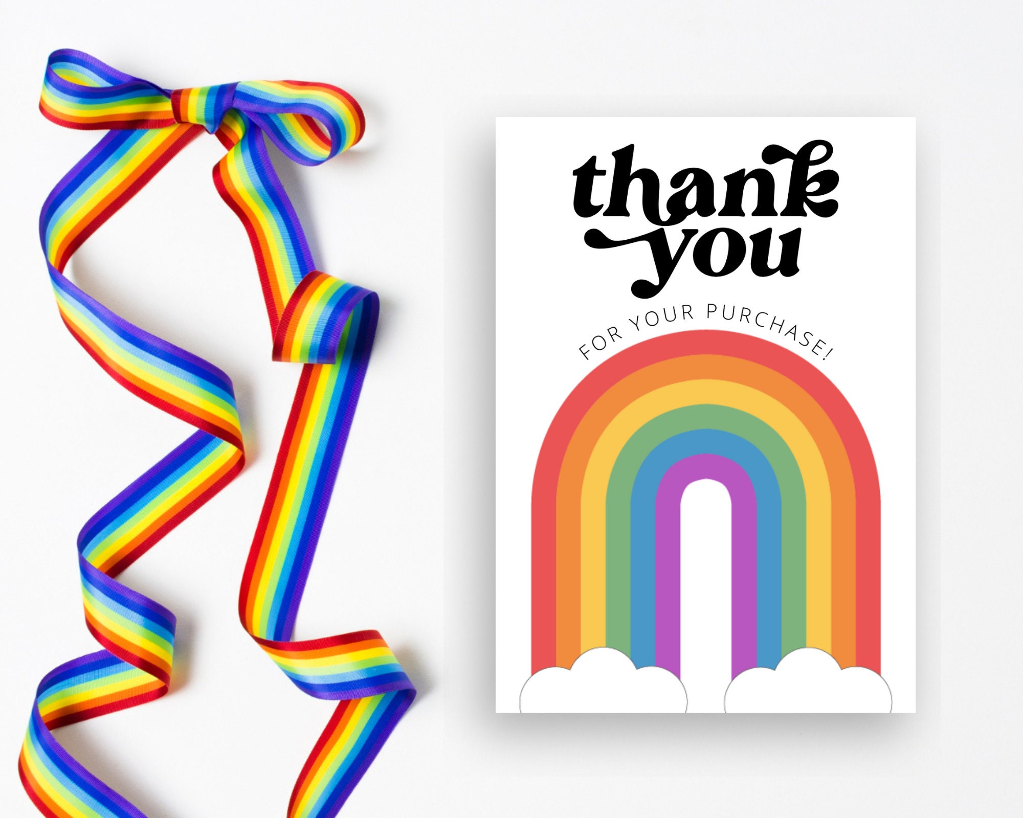 Cloud Rainbow Thank You Card Canva, Pride Small Business Thank You Card ...