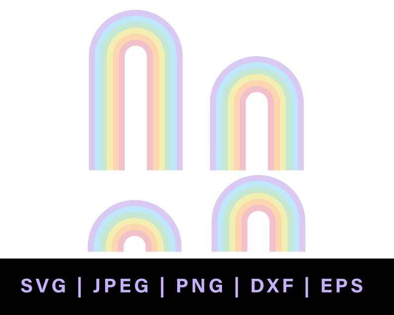 Pastel Rainbow Png, Retro Rainbow Svg for Rainbow Cake Topper, Pastel ...