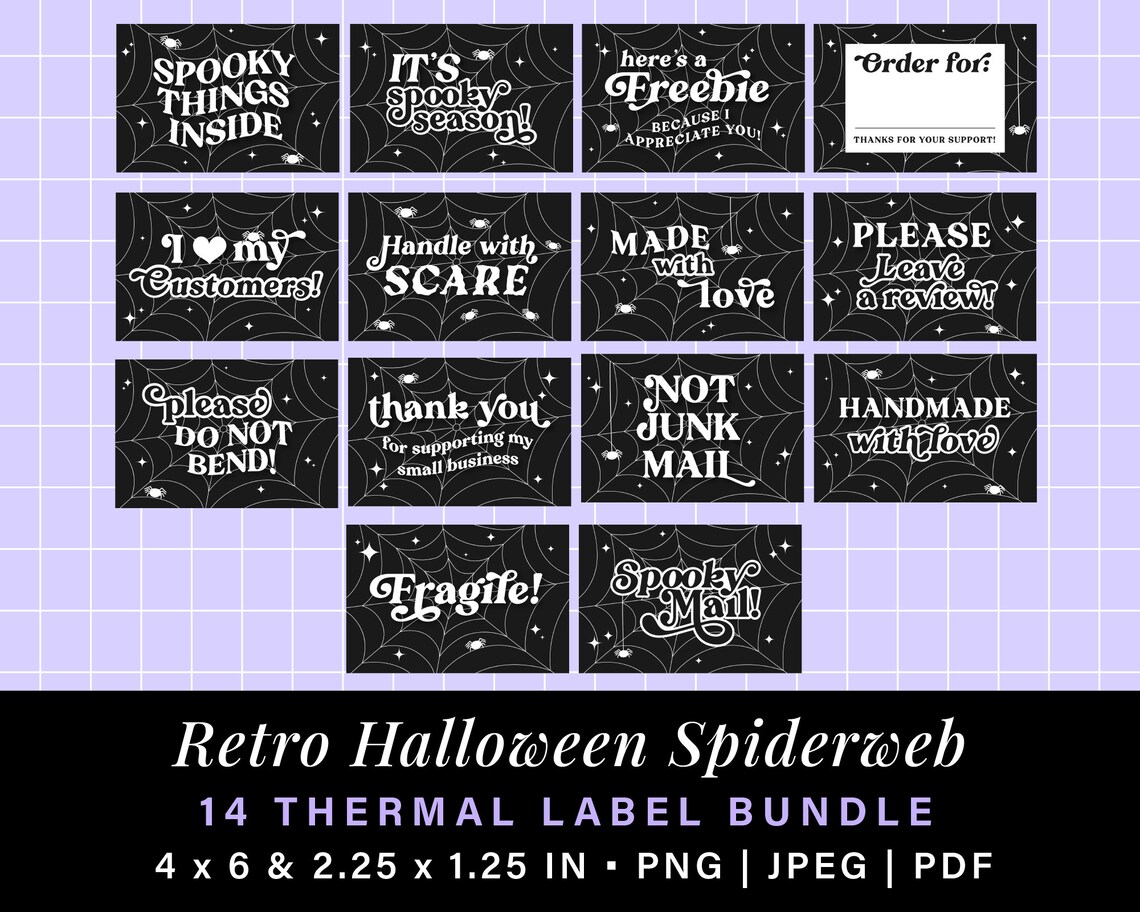 Spider Web Retro Halloween Thermal Label Stickers, Rollo Munbyn Printer ...