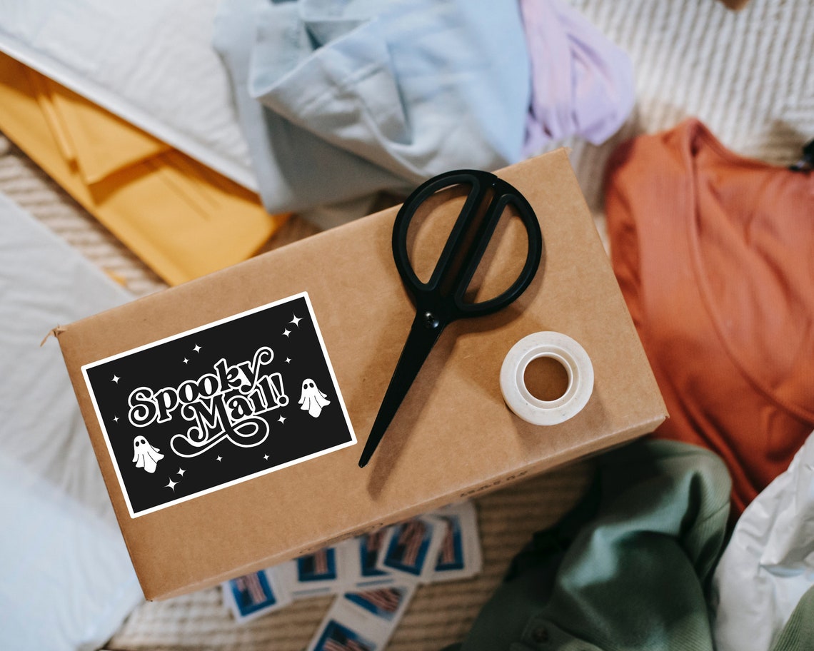 Cute Ghost Retro Halloween Thermal Label Stickers Rollo - Etsy