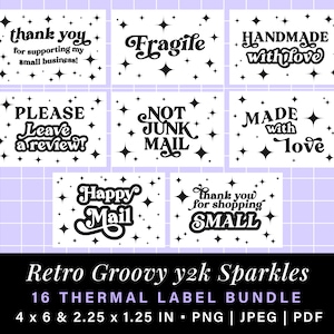 Retro Y2k Sparkles Cute Thermal Labels Bundle, Munbyn Rollo Printer ...