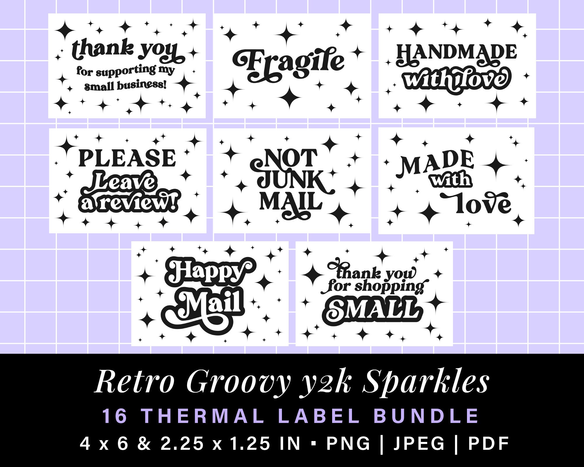 Retro Y2k Sparkles Cute Thermal Labels Bundle, Munbyn Rollo Printer ...
