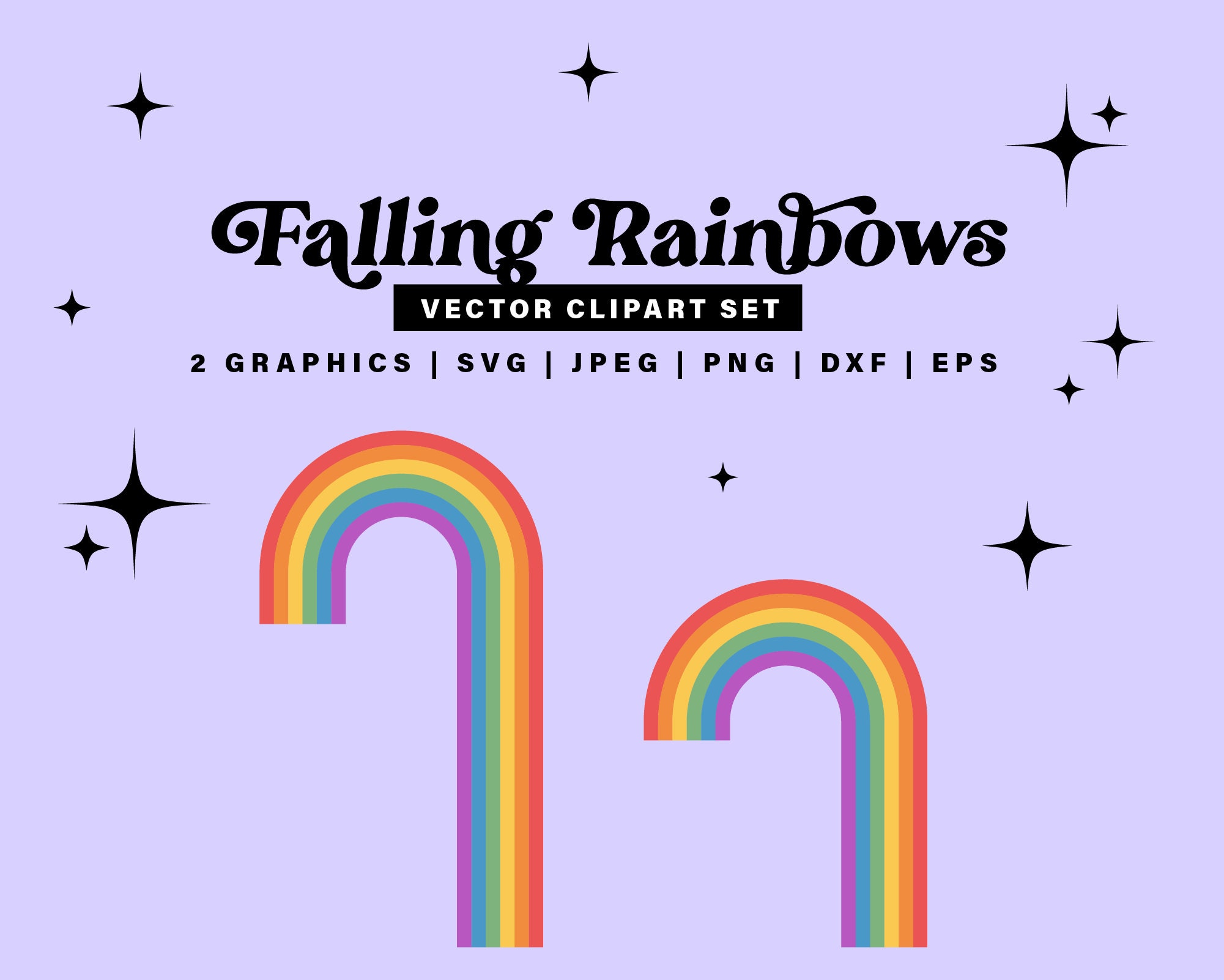 Falling Rainbow Png, Falling Rainbow Svg for Rainbow Cake Topper, Long ...