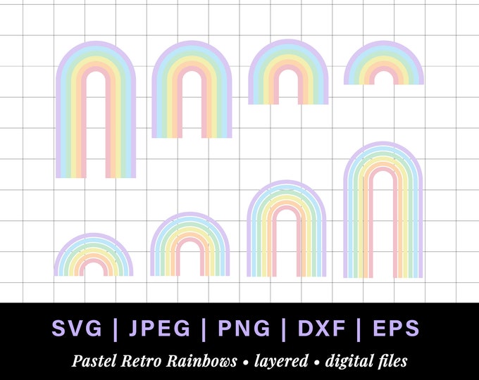 Retro Rainbow Svg, Vintage Rainbow Svg, Layered Rainbow Svg Jpg, Retro ...