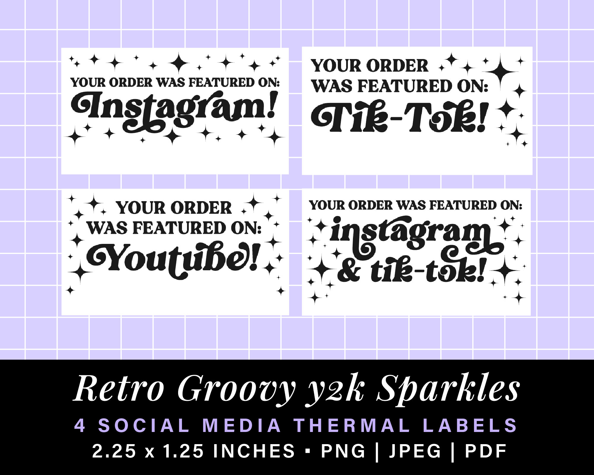 Retro Y2k Sparkles Social Media Order Thermal Labels Cute, Munbyn Rollo ...