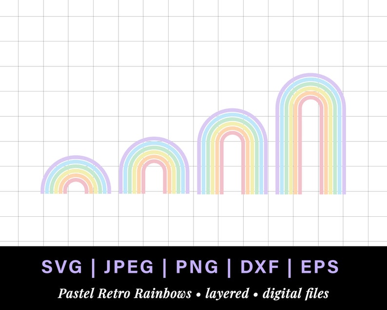 Pastel Rainbow Png, Retro Rainbow Svg for Rainbow Cake Topper, Pastel ...