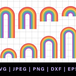 Retro Rainbow Svg, Layered Rainbow Svg, Vintage Rainbow Laser File ...