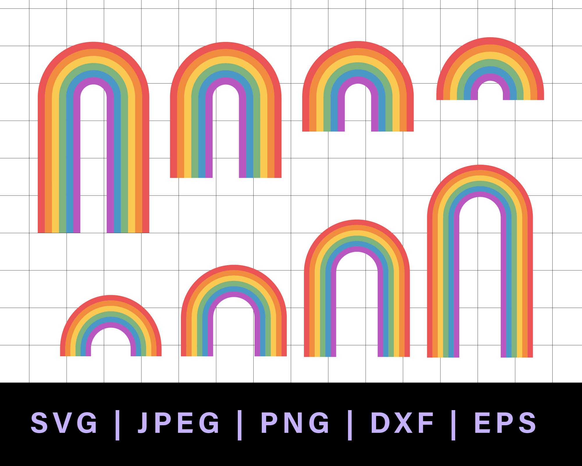 Retro Rainbow Svg, Layered Rainbow Svg, Vintage Rainbow Laser File ...