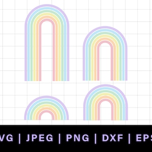 Pastel Rainbow Png, Retro Rainbow Svg for Rainbow Cake Topper, Pastel ...