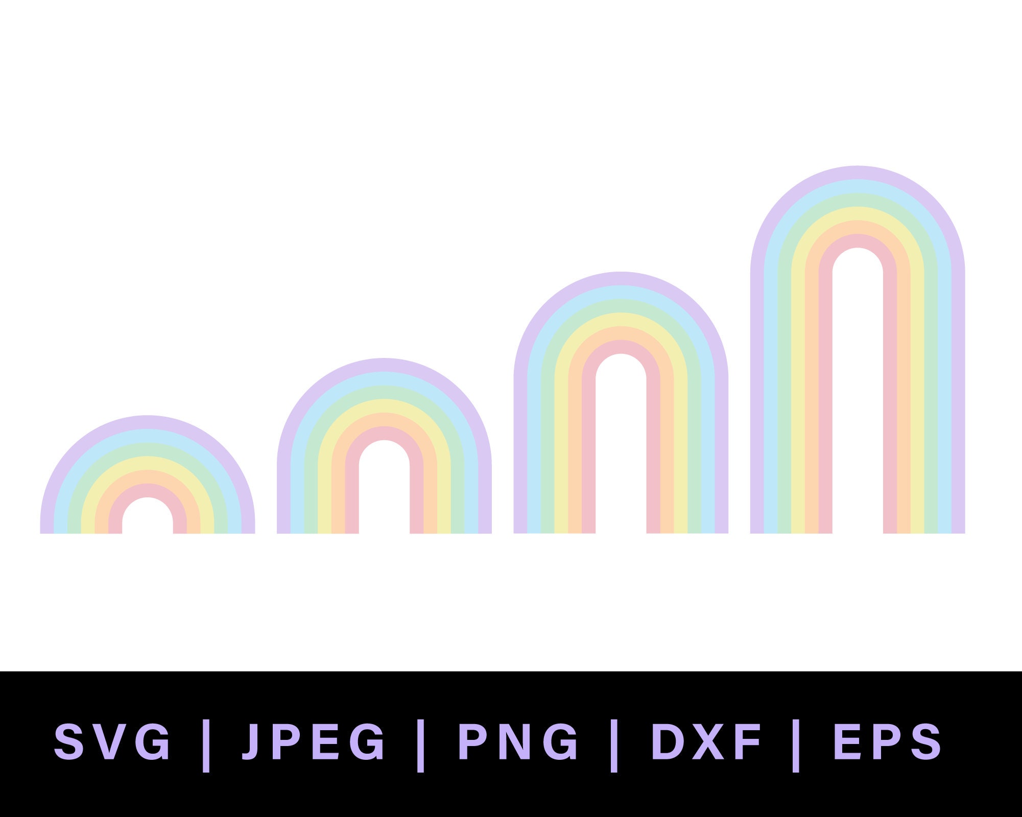 Pastel Rainbow Png, Retro Rainbow Svg for Rainbow Cake Topper, Pastel ...