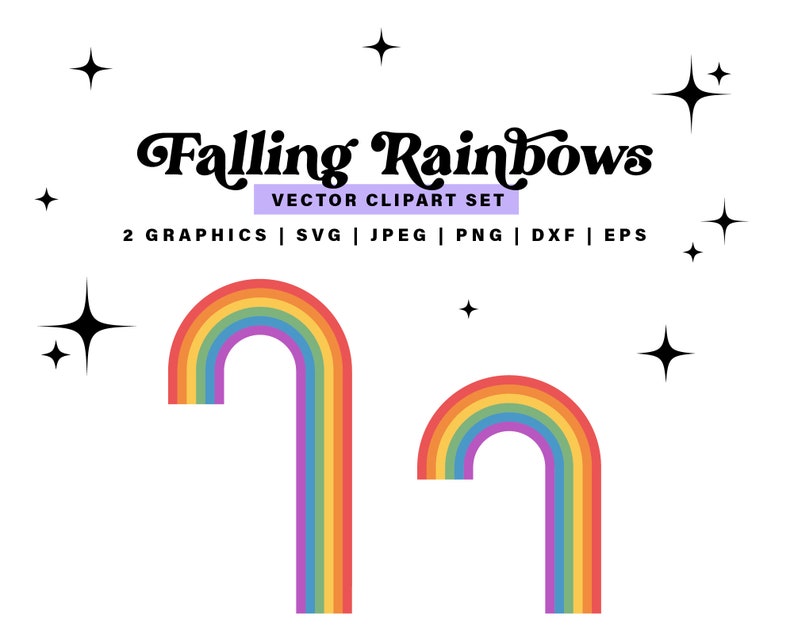 Falling Rainbow Png, Falling Rainbow Svg for Rainbow Cake Topper, Long ...