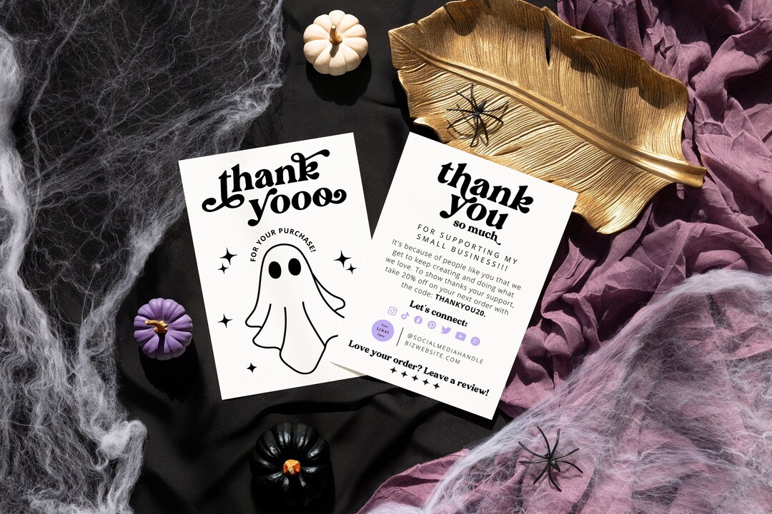 Cute Ghost Thank You Printable Small Business Leave a Review Card ...