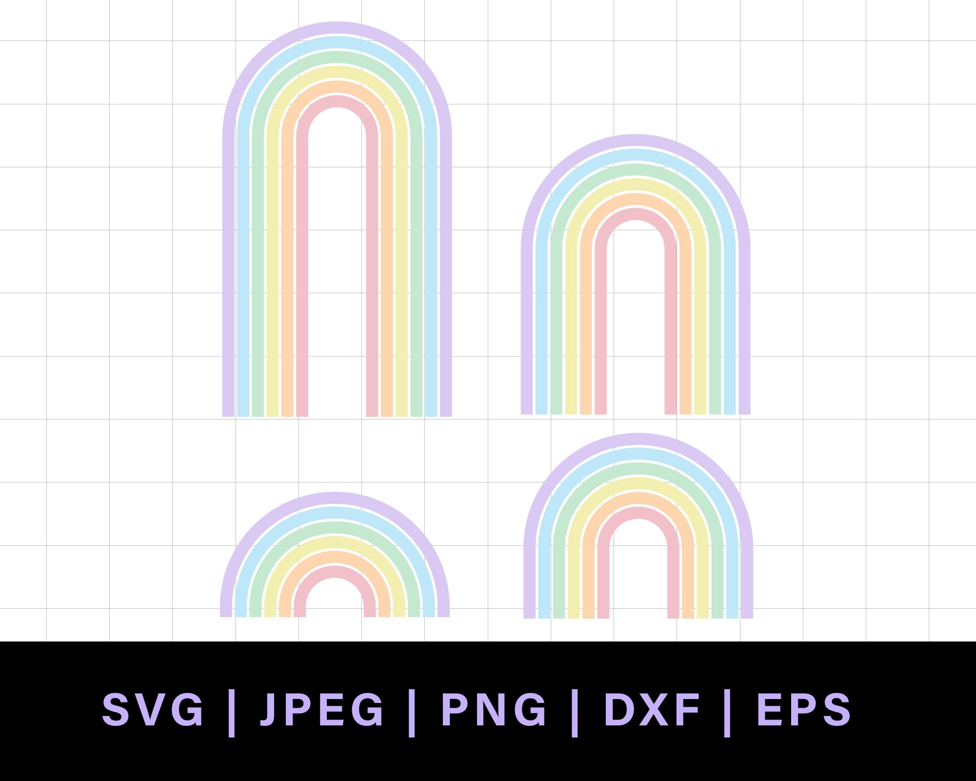 Pastel Rainbow Png, Retro Rainbow Svg for Rainbow Cake Topper, Pastel ...