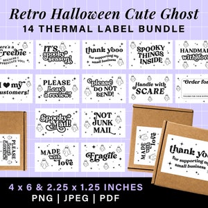 Cute Ghost Retro Halloween Thermal Label Design, Rollo Munbyn Printer ...