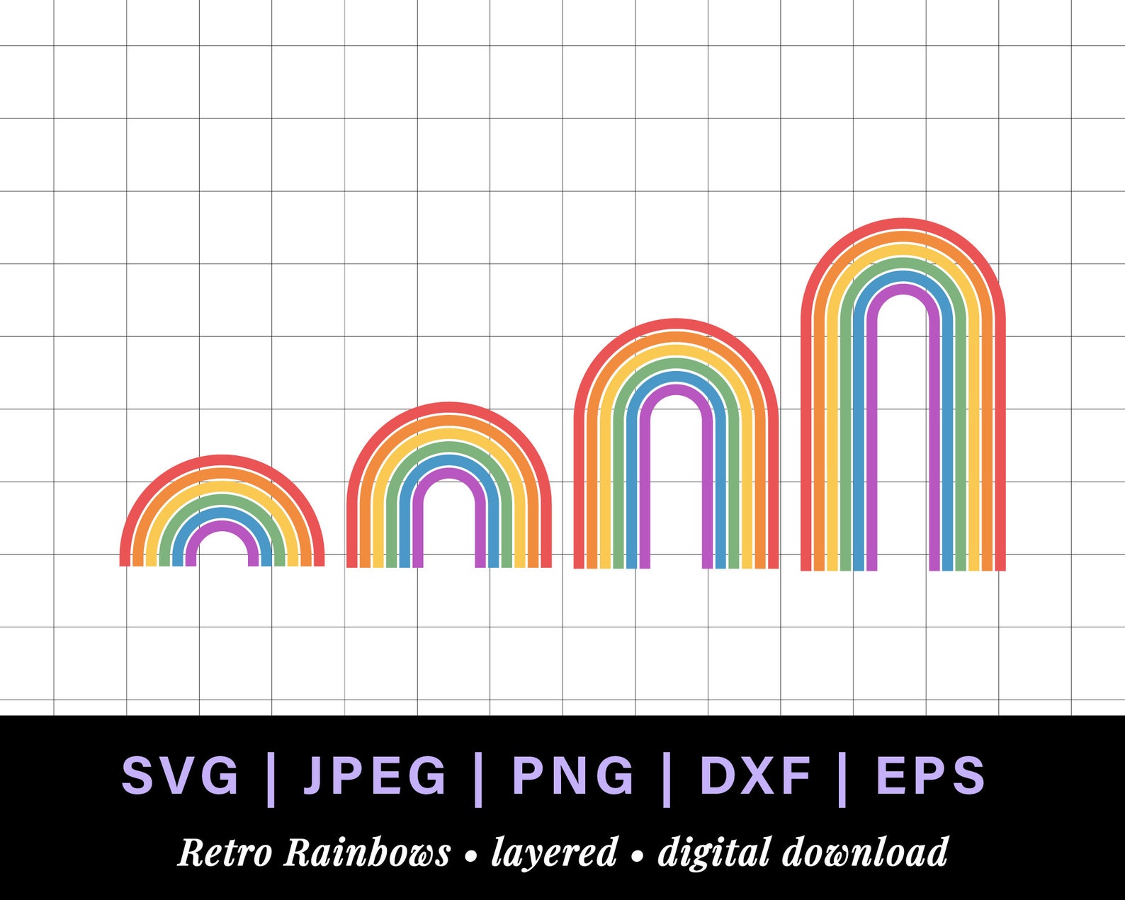 Retro Rainbow Svg, Vintage Rainbow Svg, Layered Rainbow Svg Jpg, Retro ...