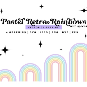 Pastel Rainbow Png, Retro Rainbow Svg for Rainbow Cake Topper, Pastel ...