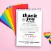 Wlw Lgbt Small Business Thank You Card Template With Retro Rainbow ...