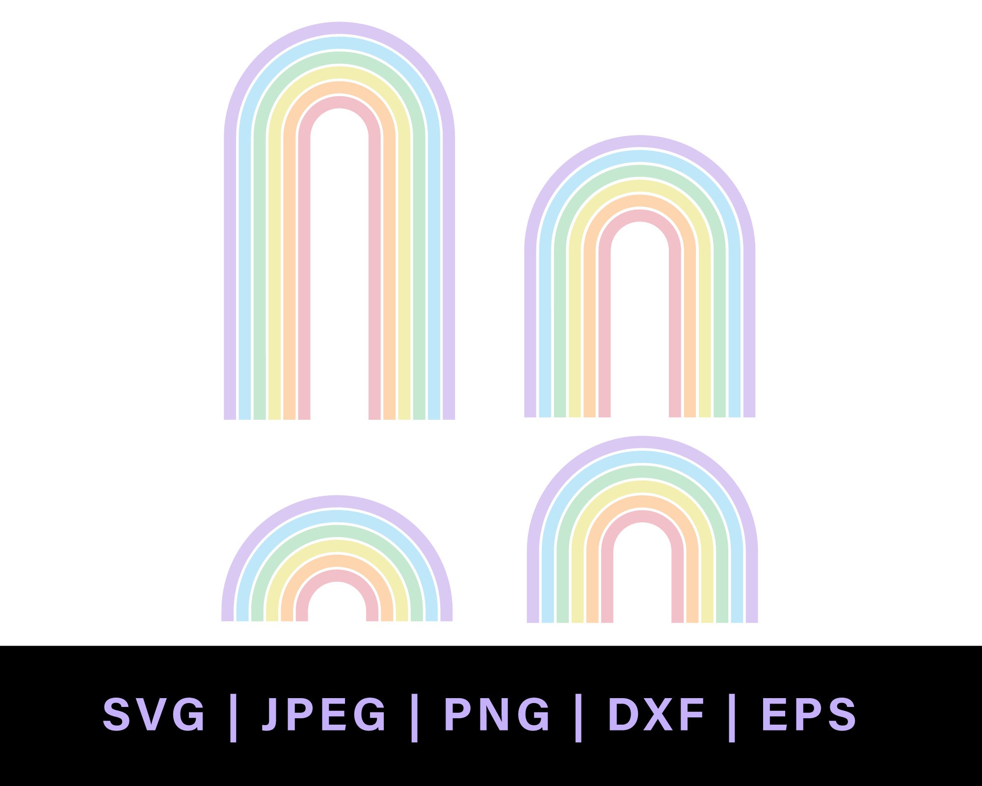 Pastel Rainbow Png, Retro Rainbow Svg for Rainbow Cake Topper, Pastel ...