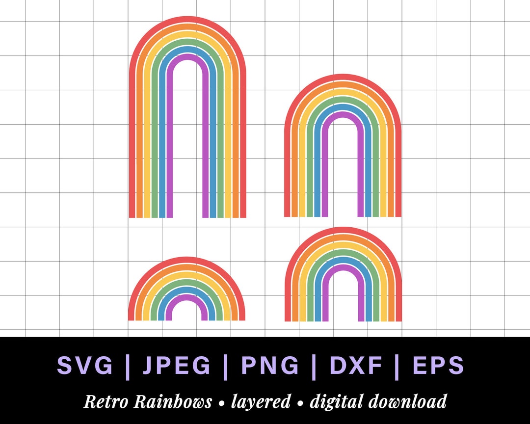Retro Rainbow Svg, Vintage Rainbow Svg, Layered Rainbow Svg Jpg, Retro ...