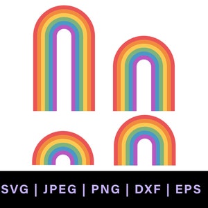 Retro Rainbow Svg, Layered Rainbow Svg Jpg for Rainbow Cake Topper ...