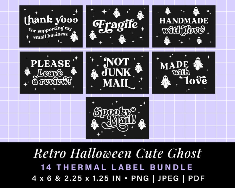 Cute Ghost Retro Halloween Thermal Label Stickers, Rollo Munbyn Printer ...
