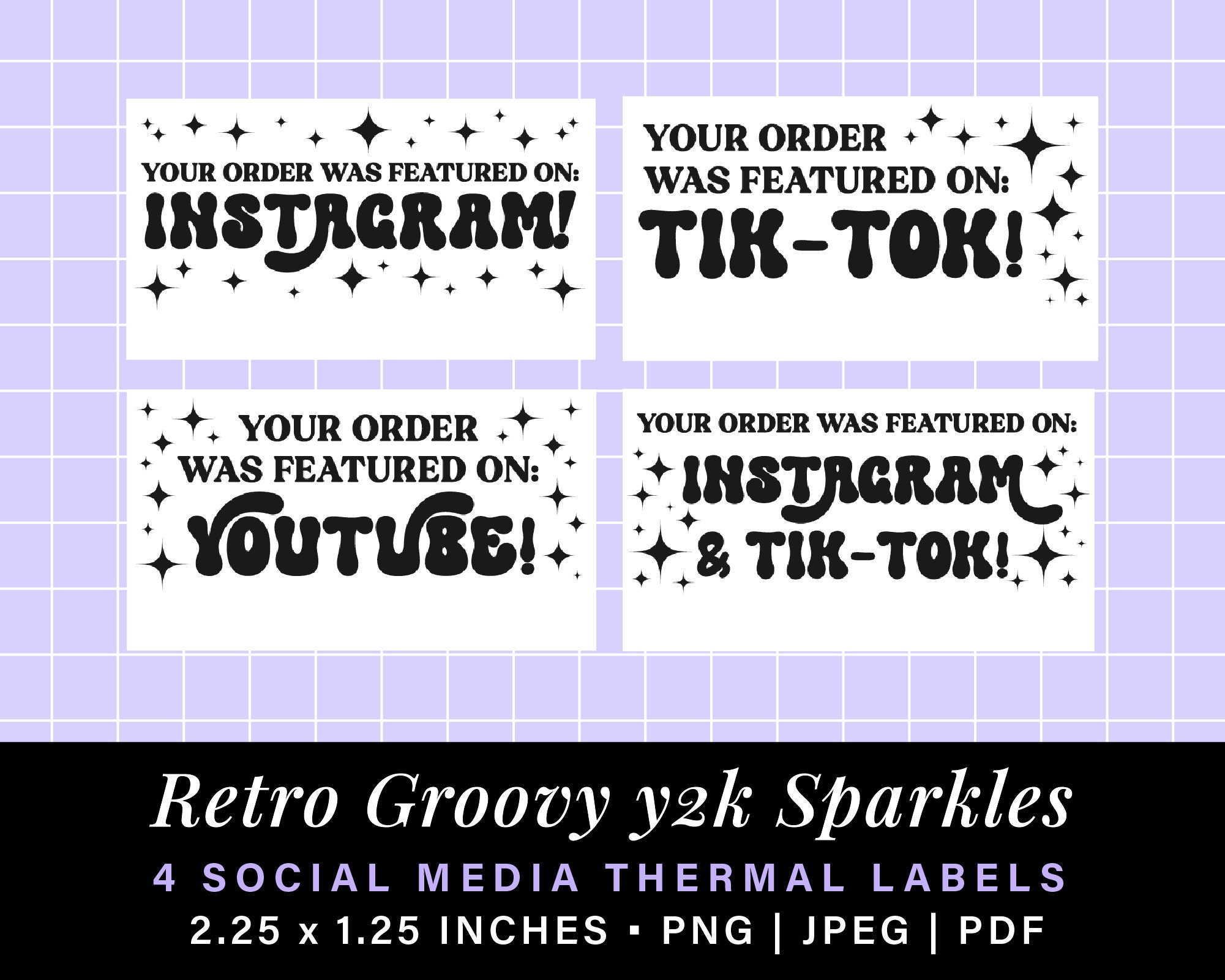 Retro Y2k Sparkles Social Media Thermal Labels Cute, Munbyn Rollo ...