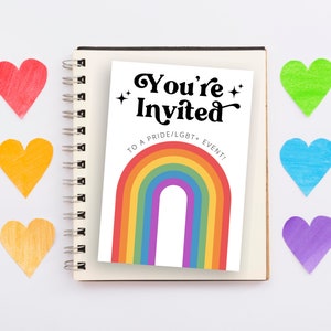 Retro Pride Invitation, Rainbow Pride Month Party Invitation Template ...